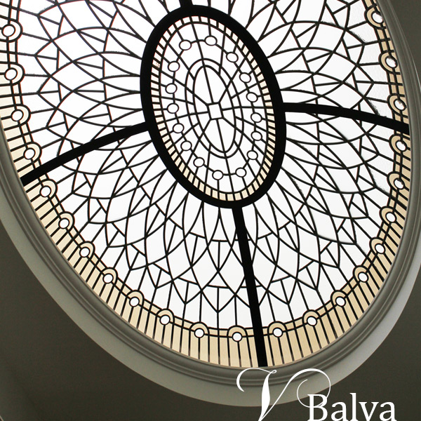 Decorative stained and leaded glass skylight Hogg’s Hollow Trinity ...