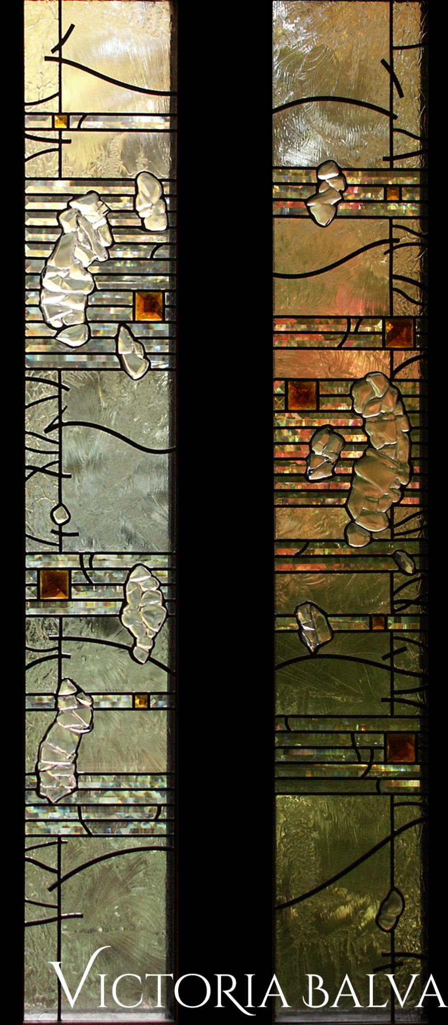 2 abstract modern stained glass windows Aigul – Victoria Balva