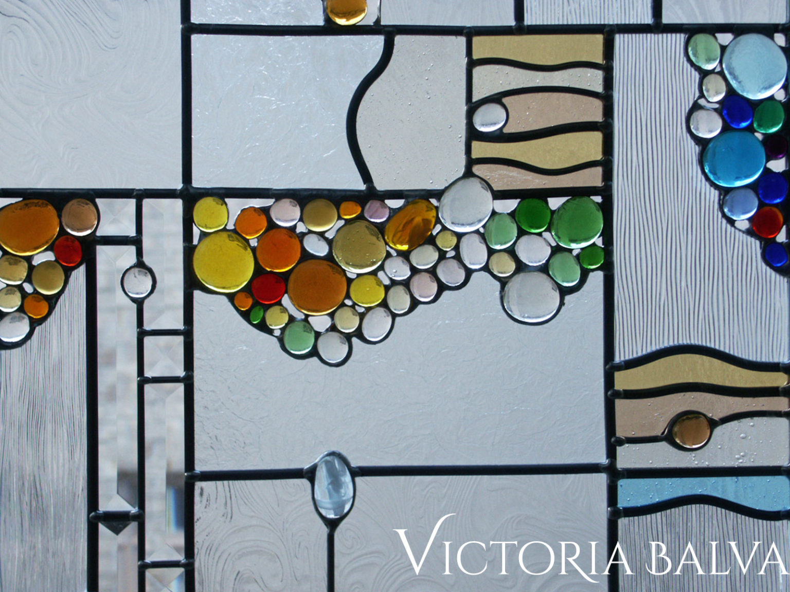 Modern Stained Leaded Glass Window Amber | Victoria Balva