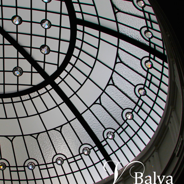 Decorative stained and leaded glass skylight Hogg’s Hollow Trinity ...