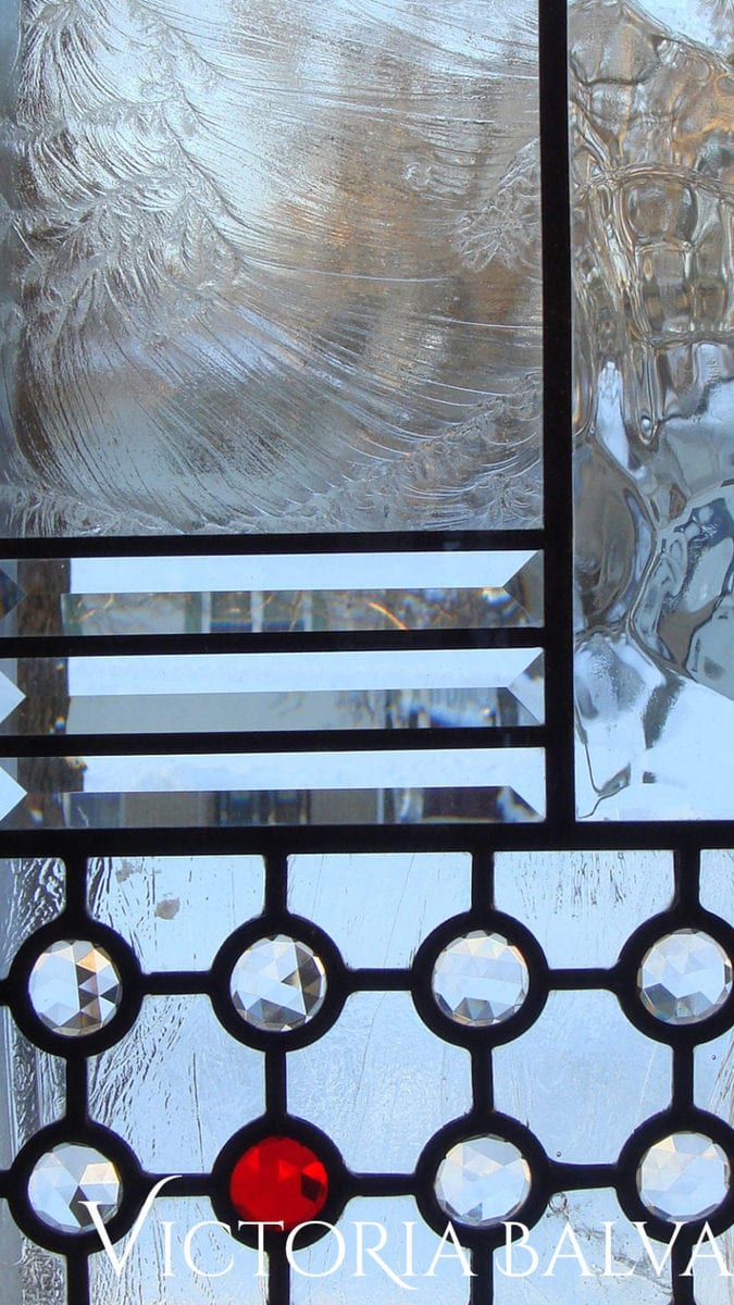 Modern stained glass front door Crystal Geometry – Victoria Balva