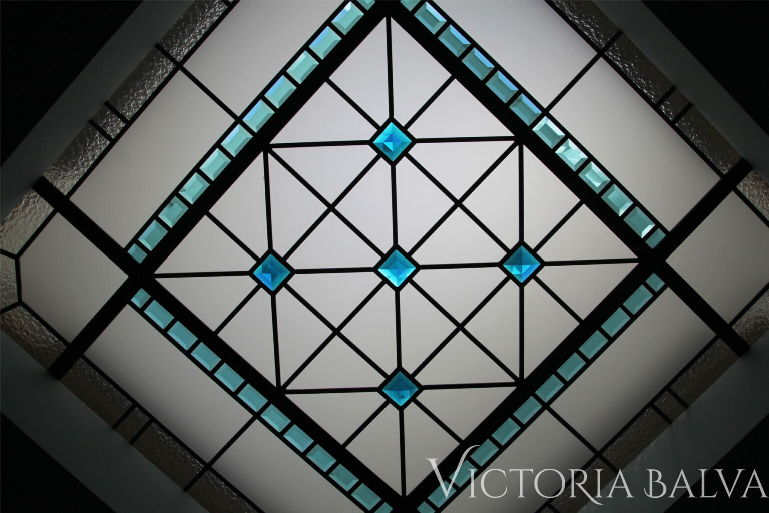 Small octagon stained and leaded glass skylight Little Turquoise ...